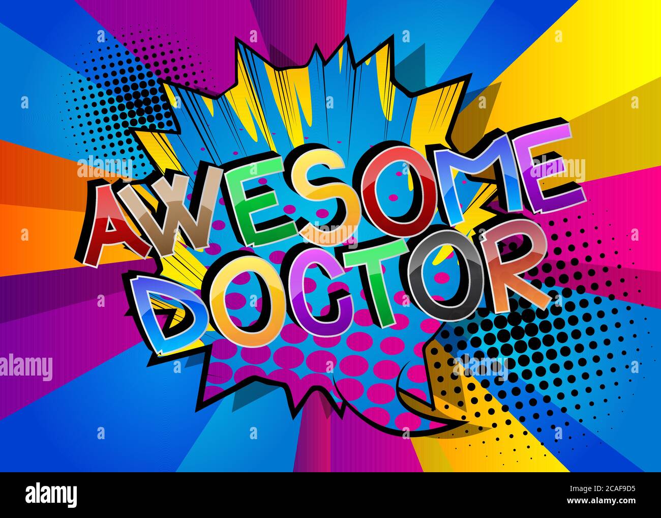 Awesome Doctor Comic book style cartoon words on abstract comics ...