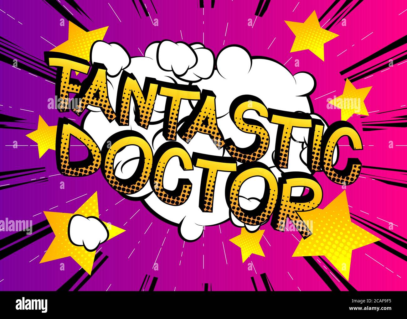 Fantastic Doctor Comic book style cartoon words on abstract comics ...