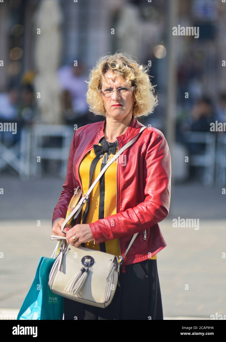 Italian woman shopping in Via Sparano da Bari. Bari, Italy Stock Photo ...