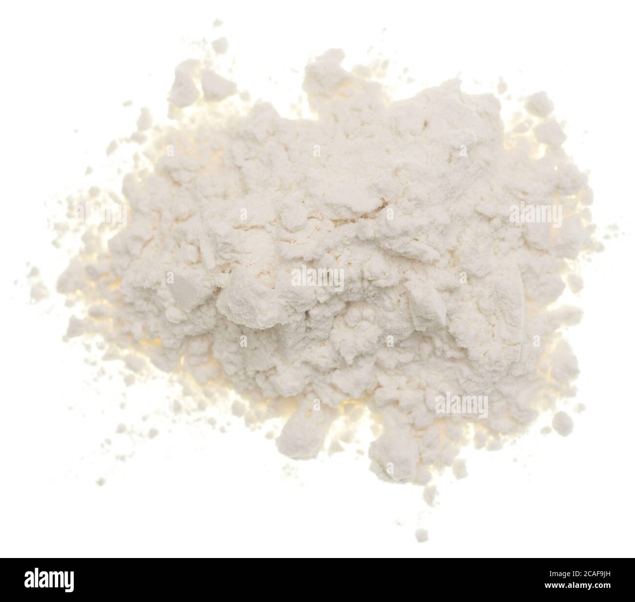Top view of flour on white background Stock Photo - Alamy