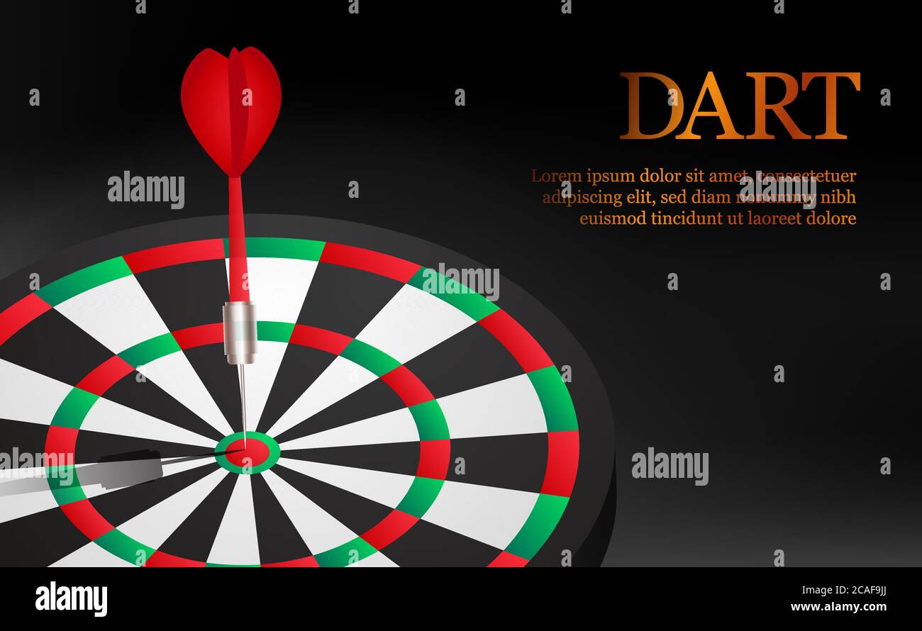 Dart accurate and successful targeting point on dartboard illustration ...