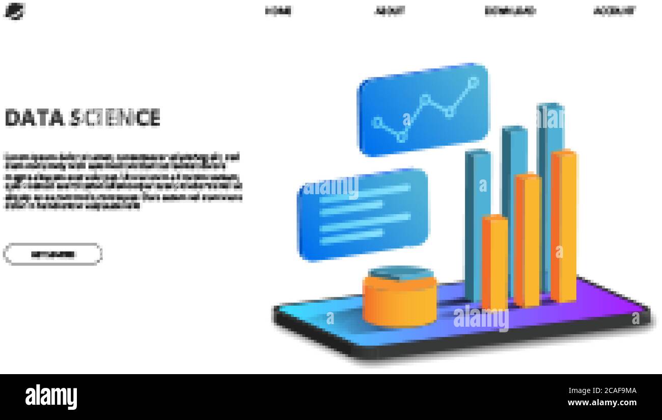 3D isometric perspective of bar data chart and statistic on the mobile ...