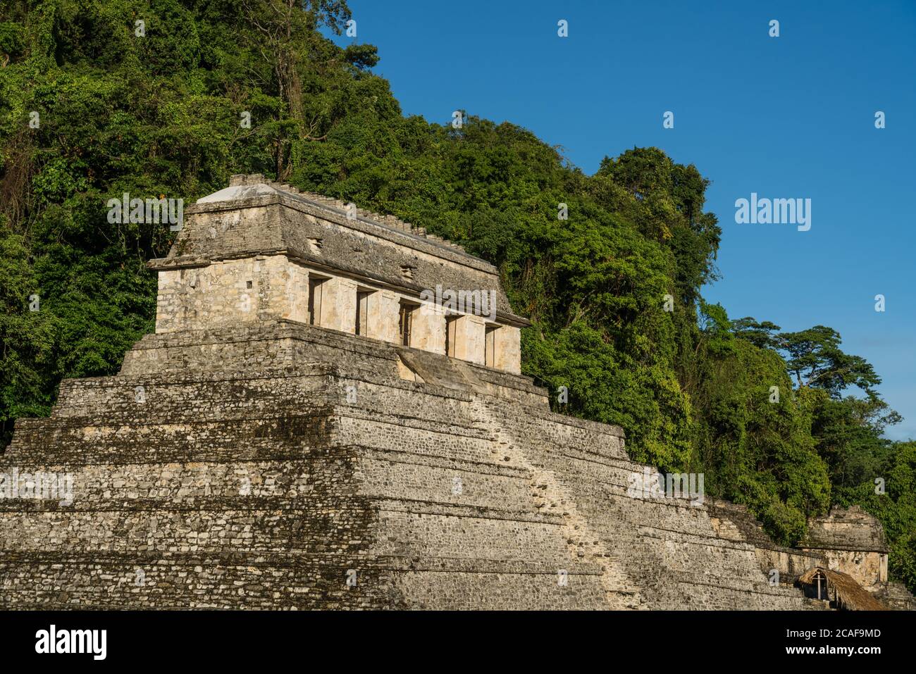 The Temple of the Inscriptions in the ruins of the Mayan city of ...