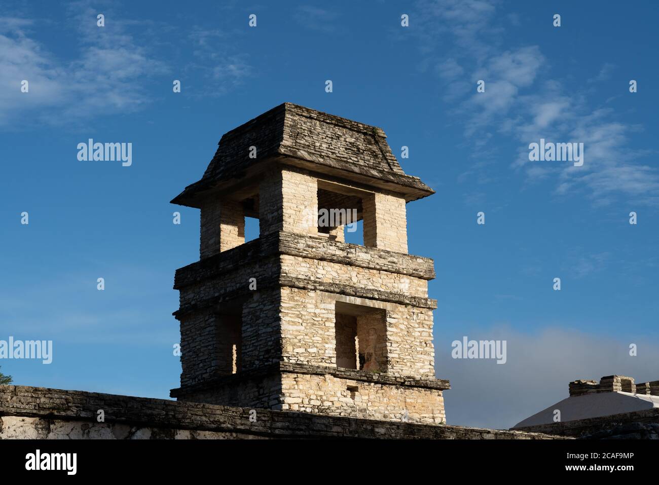 The Palace tower in the ruins of the Mayan city of Palenque, Palenque ...