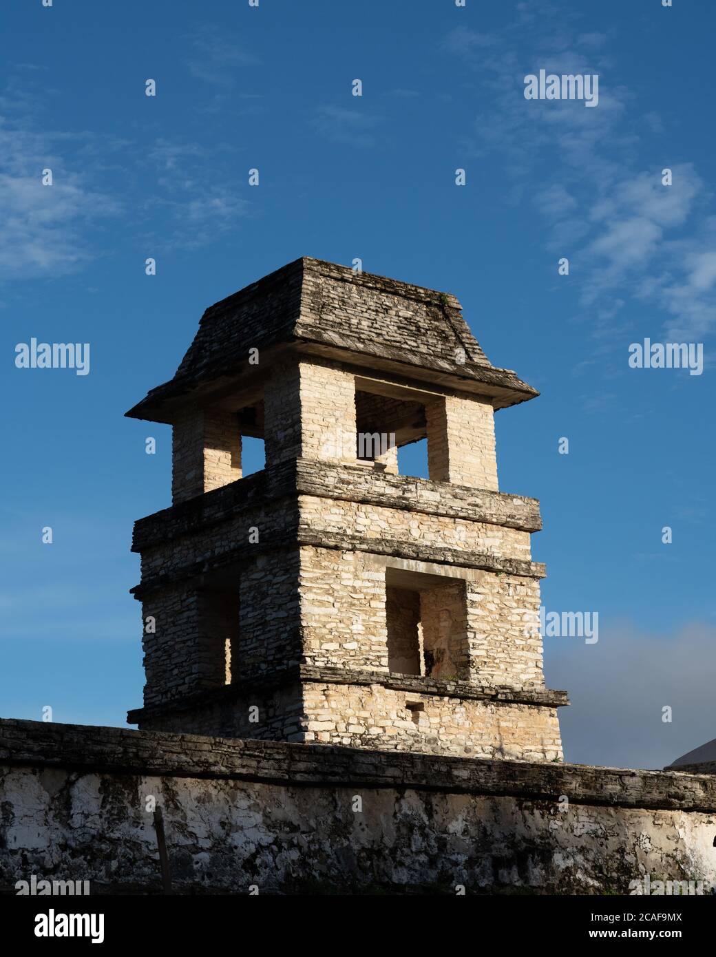 The Palace tower in the ruins of the Mayan city of Palenque, Palenque ...