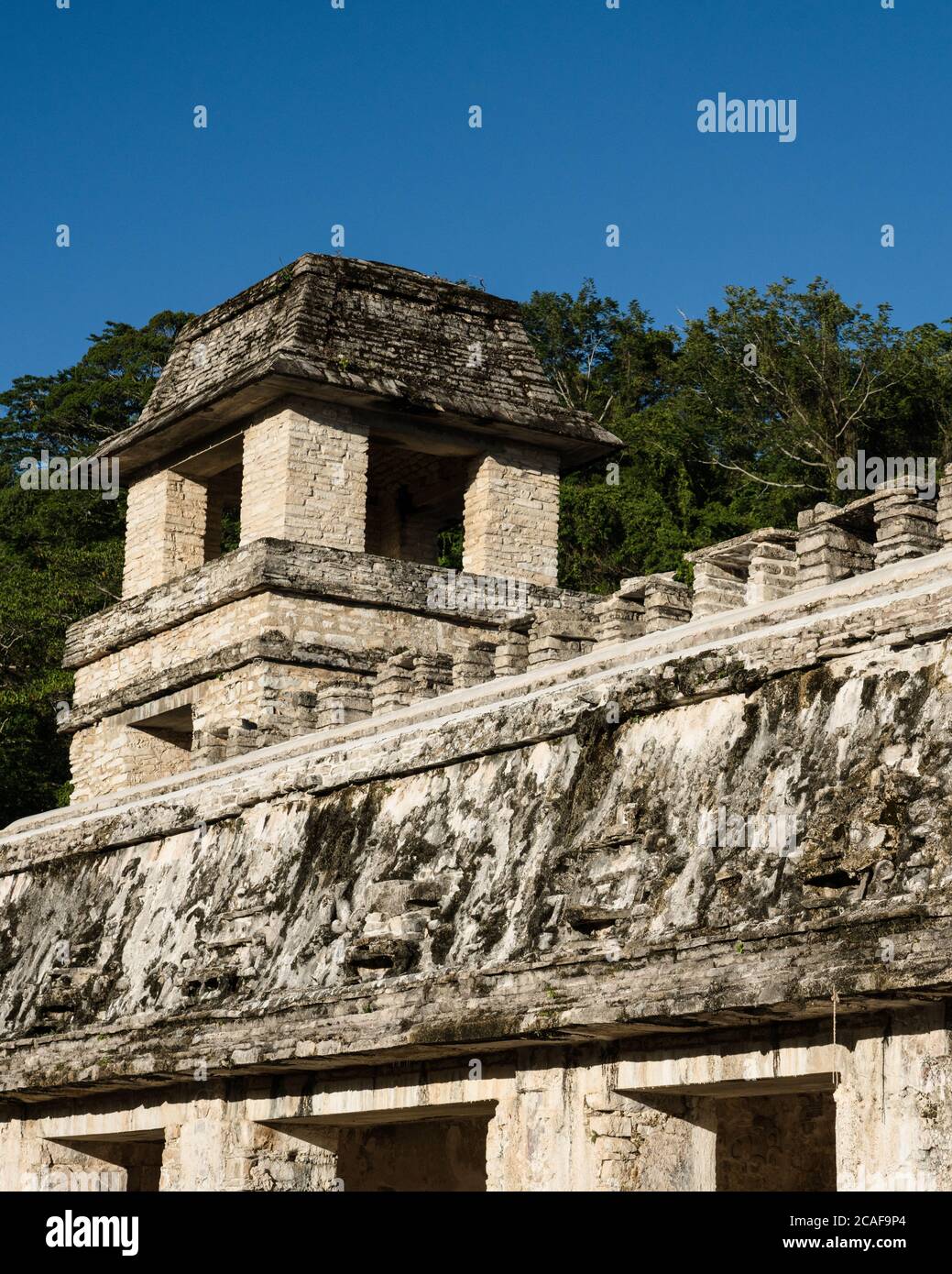The Palace tower in the ruins of the Mayan city of Palenque, Palenque ...