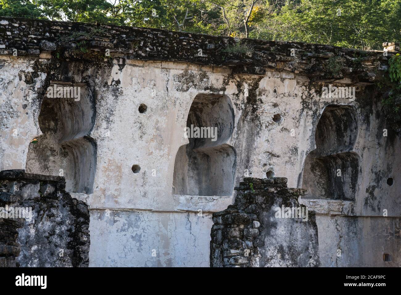 Niches in the interior walls of the Palace in the ruins of the Mayan ...
