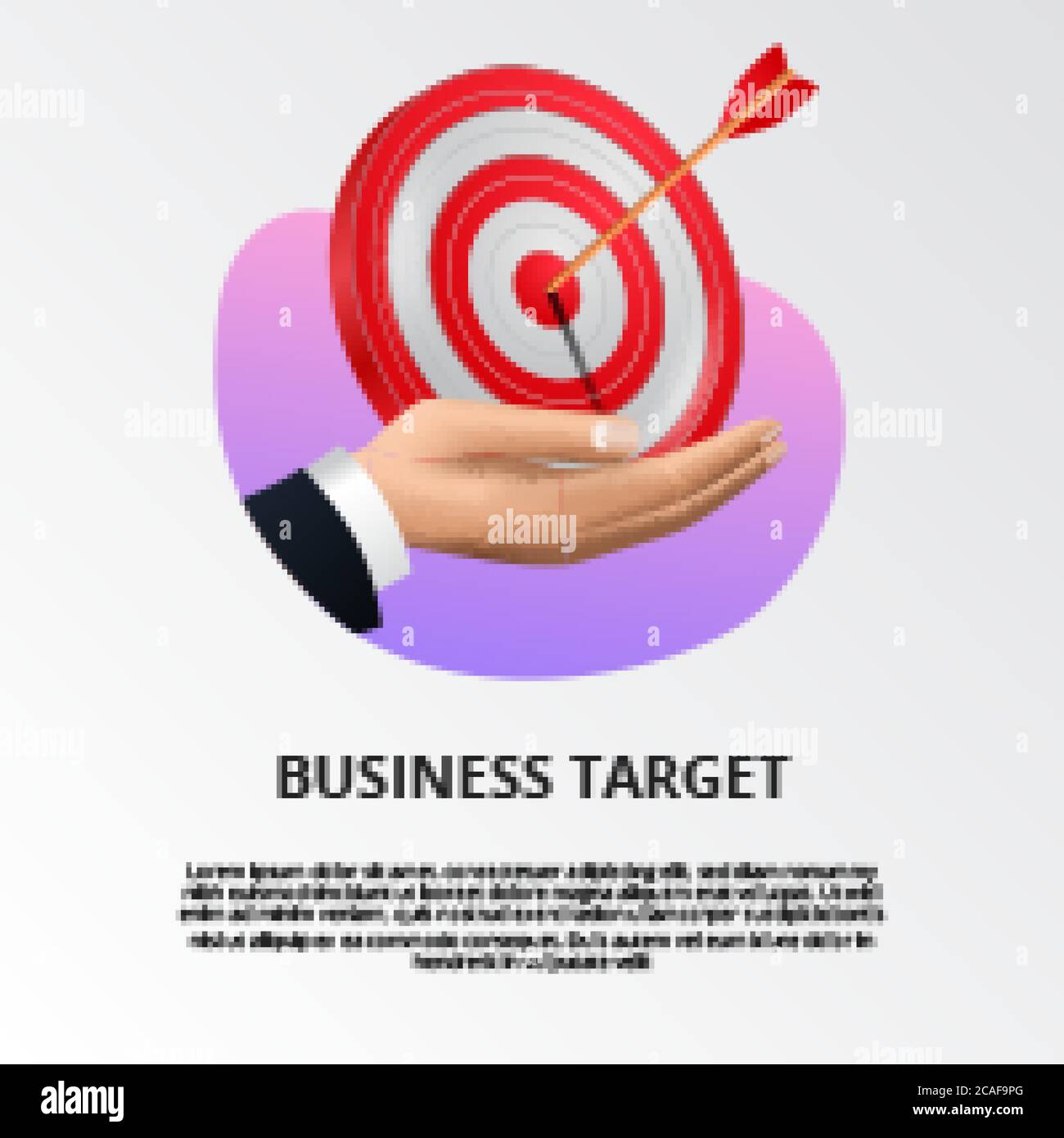 Hand holding 3D red target board with archery arrow illustration ...