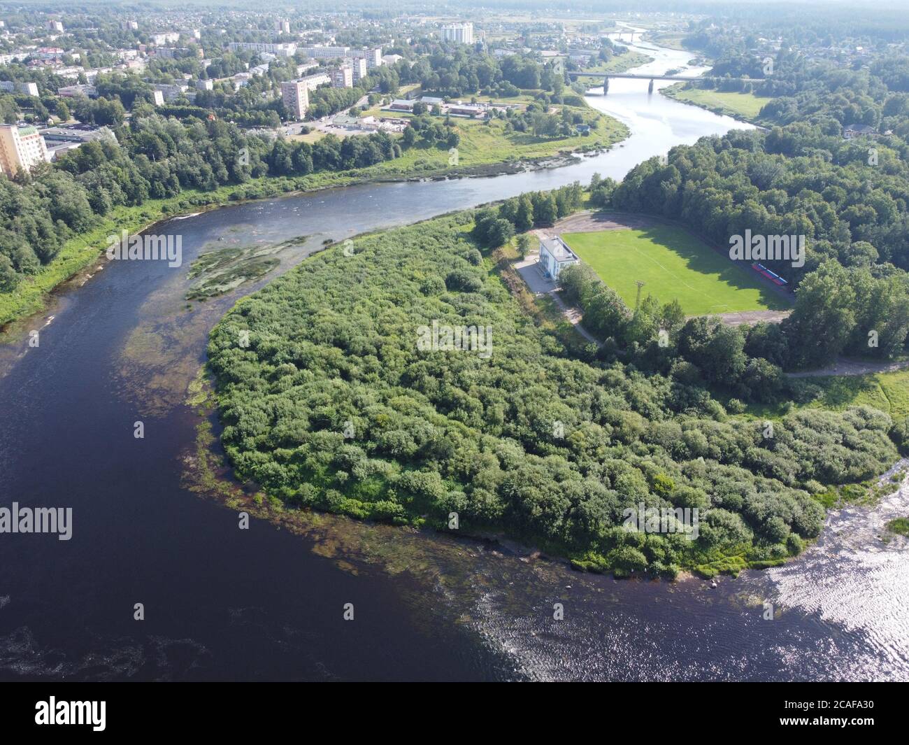 top view, river flows, aerial photography Stock Photo - Alamy