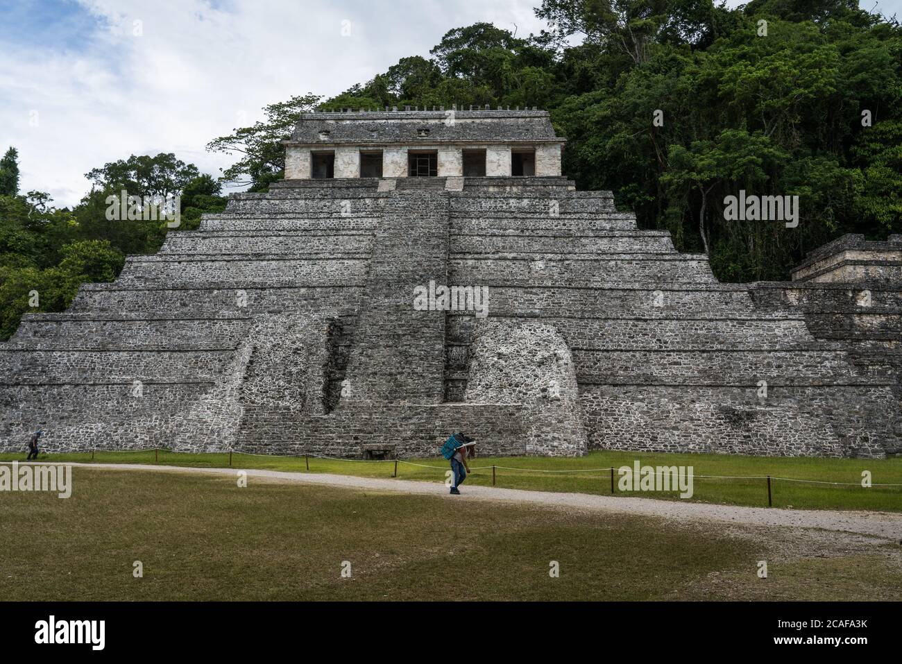 The Temple of the Inscriptions in the ruins of the Mayan city of ...