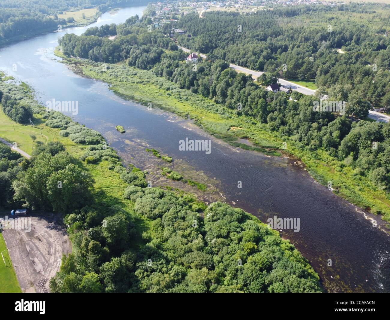top view, river flows, aerial photography Stock Photo - Alamy