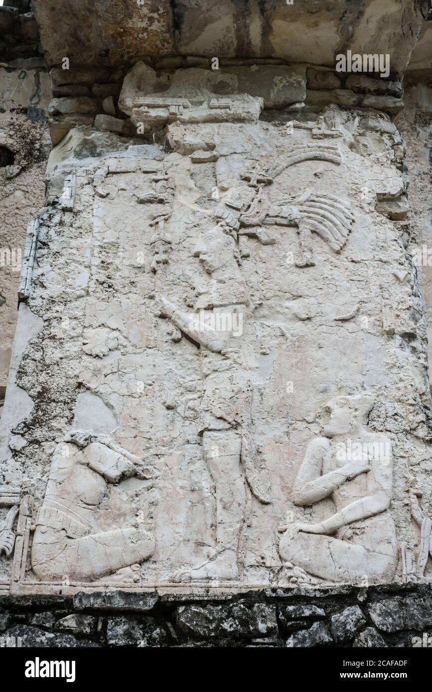 Carved stucco friezes on the piers of the Palace in the ruins of the ...