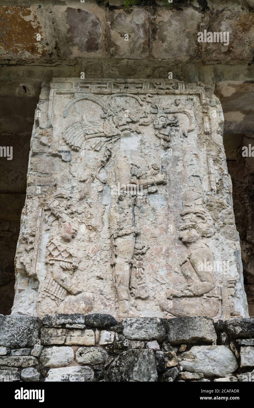 Carved stucco friezes on the piers of the Palace in the ruins of the ...