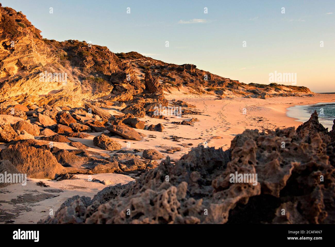 Coastal sandstone beach, Margaret River, Western Australia Stock Photo ...
