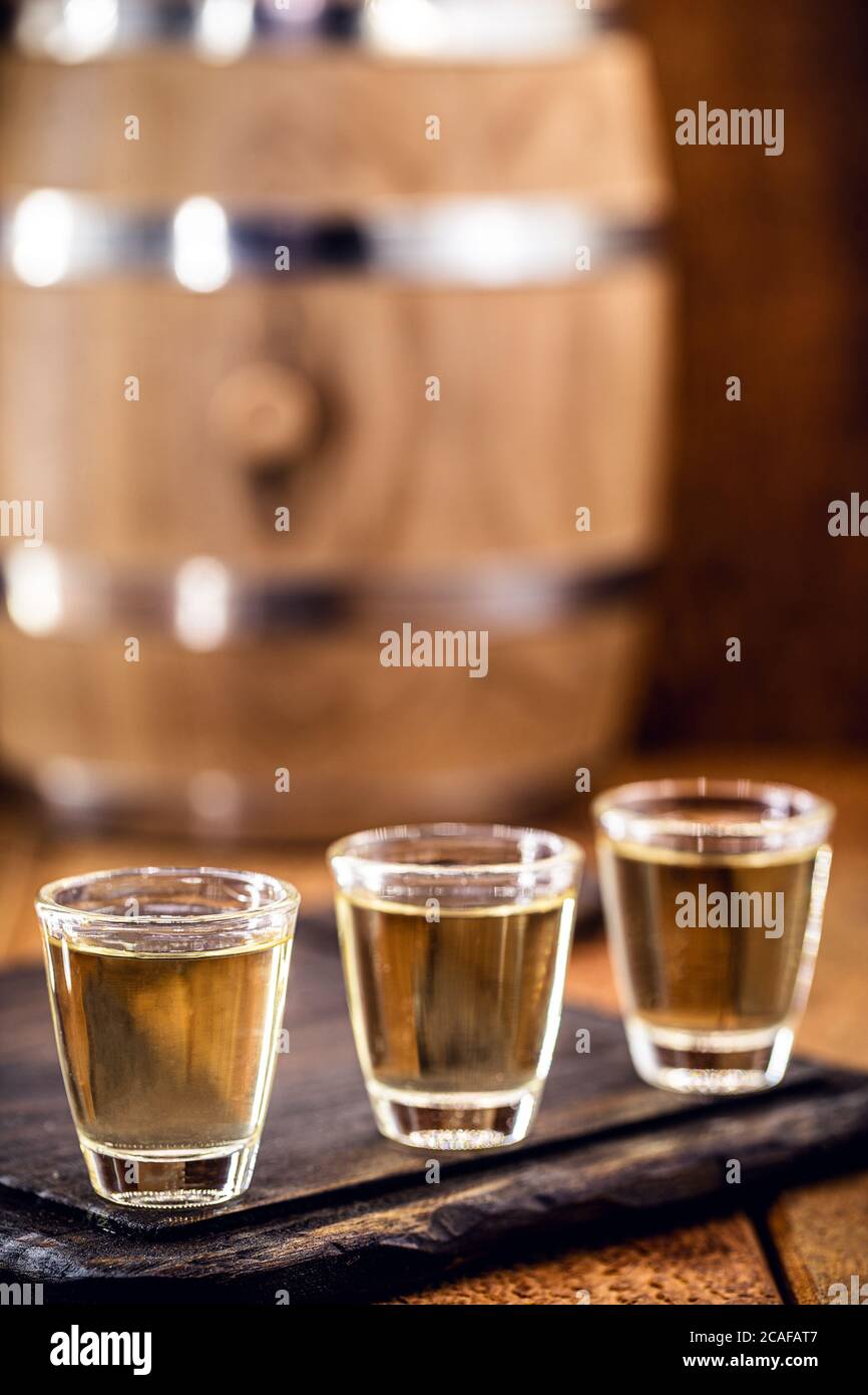 small dose glasses, high quality distilled alcohol. Brazilian cachaça ...