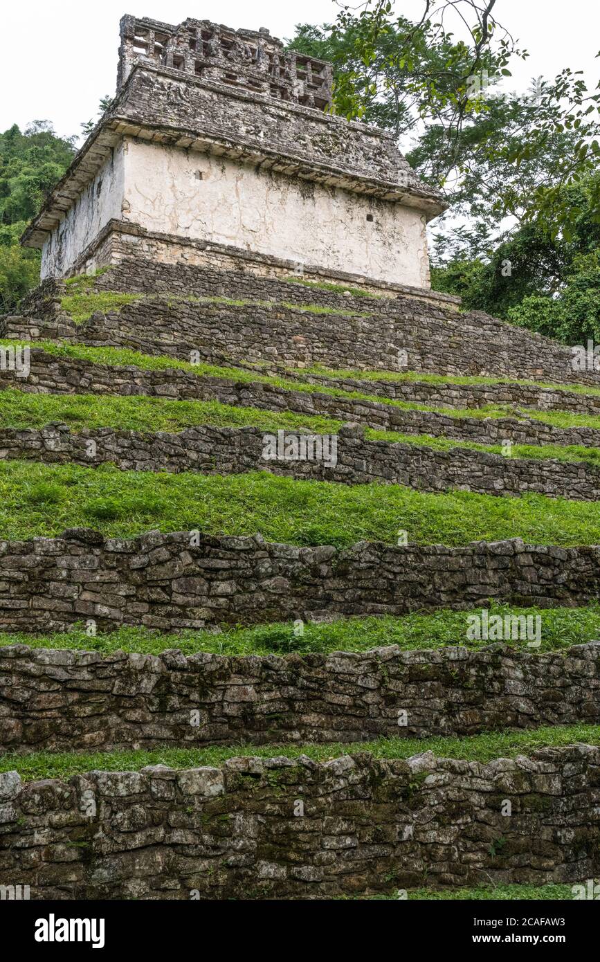 The back of the Temple of the Sun, showing its roof comb in the ruins ...