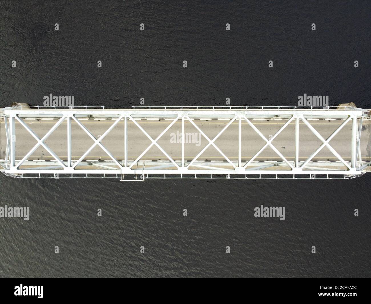 truss iron bridge through river,view an air,aerial photo Stock Photo ...