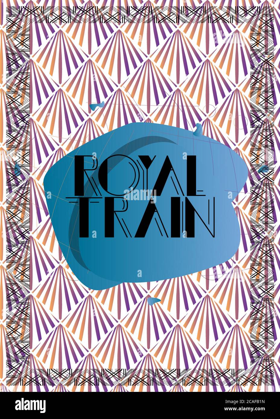 Art Deco Royal Train text. Decorative greeting card, sign with vintage ...