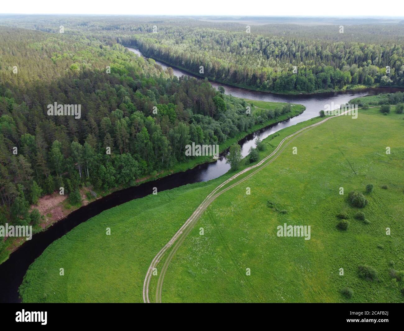 top view, river flows, aerial photography Stock Photo - Alamy