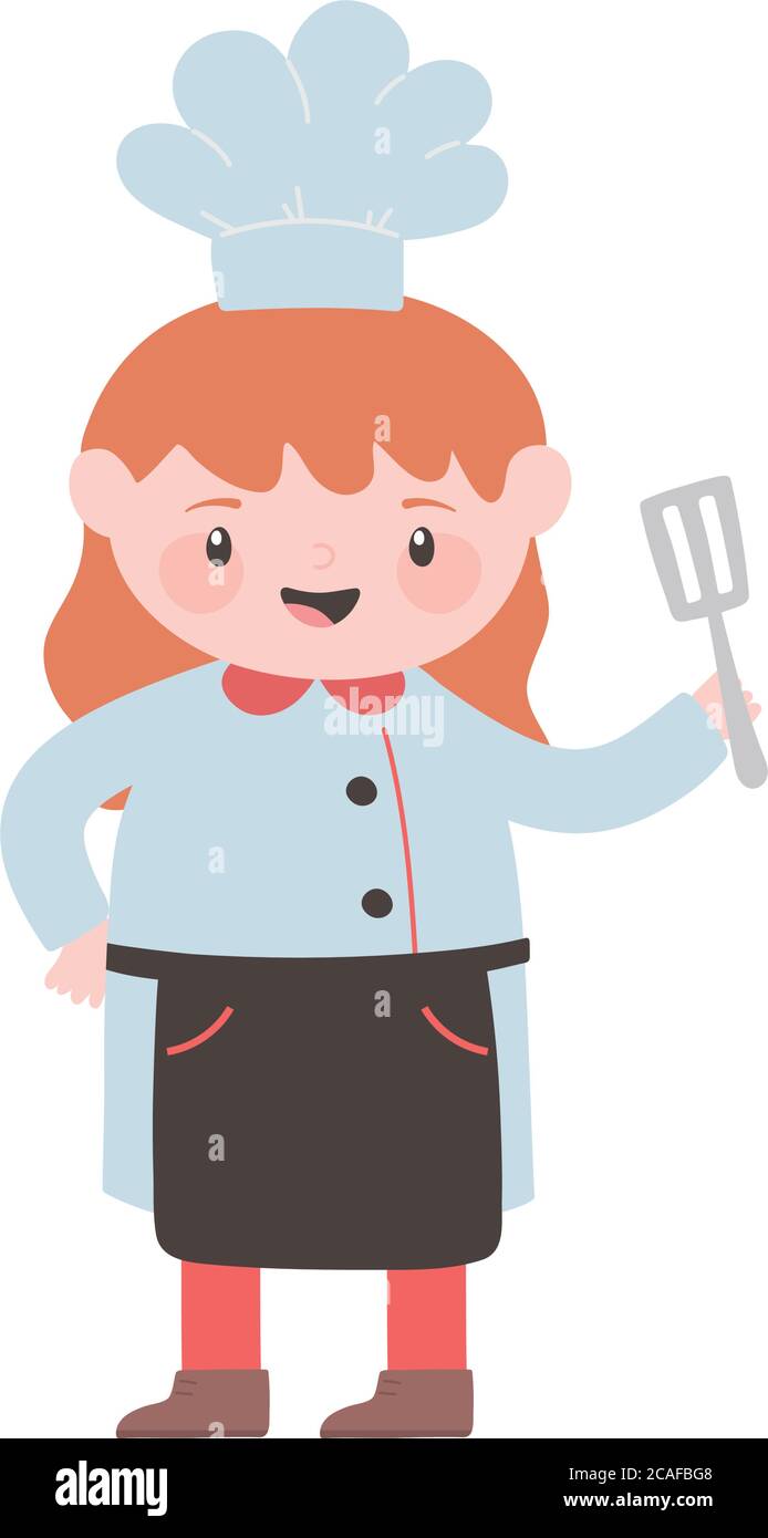 chef with apron and spatula cartoon character isolated icon design ...