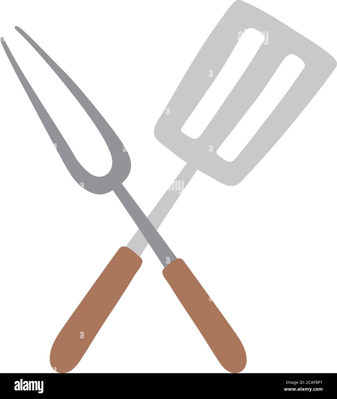 crossed fork and spatula kitchen utensil steel isolated icon design ...