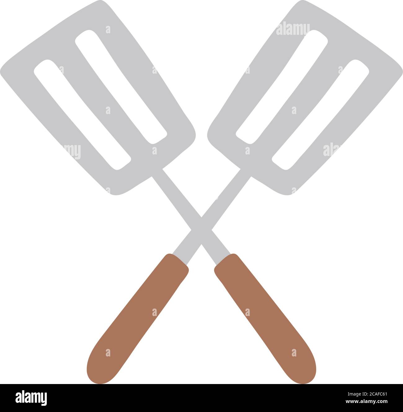 crossed spatulas kitchen utensil steel isolated icon design white ...