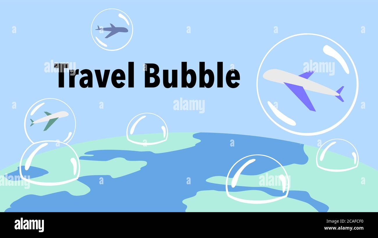 Travel bubble policy, travel corridors or corona corridors.Airplanes ...