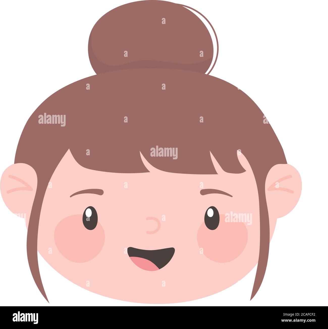 cute face girl bun hair cartoon isolated icon design white background ...