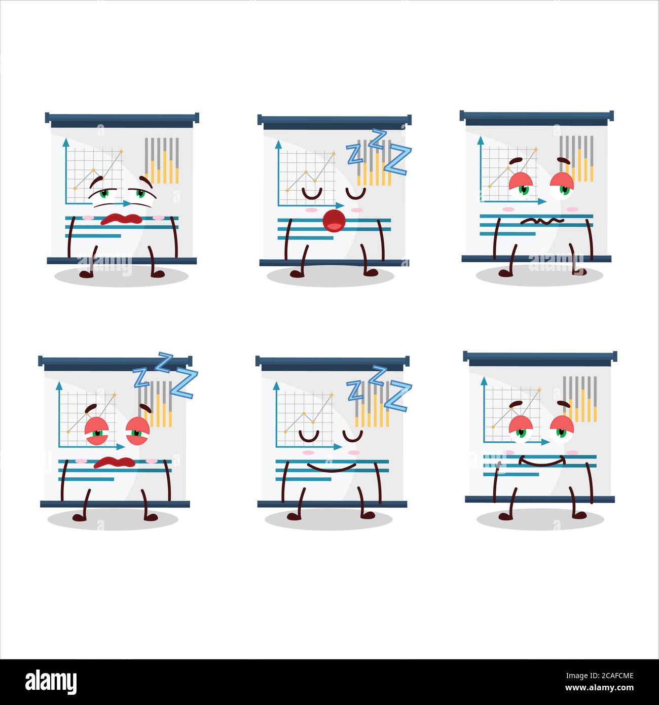 Cartoon character of business presentation with sleepy expression Stock ...