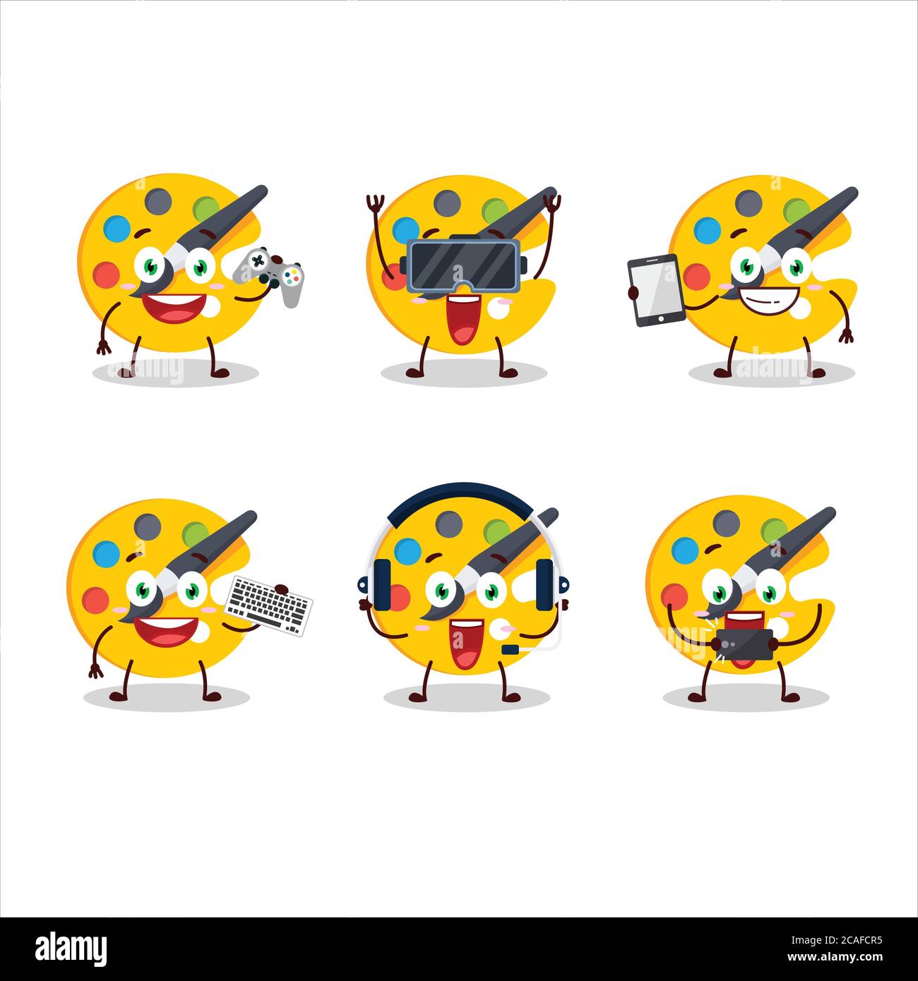 Color palette cartoon character are playing games with various cute ...