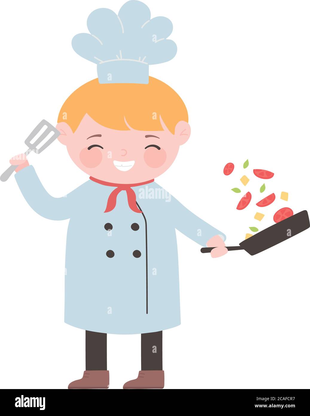 chef preparation vegetables with spatula cartoon character isolated ...