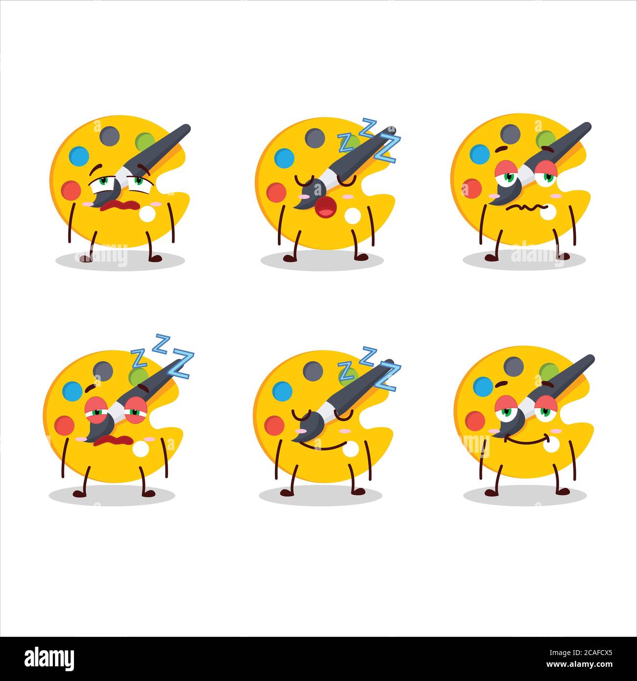 Cartoon character of color palette with sleepy expression Stock Vector ...