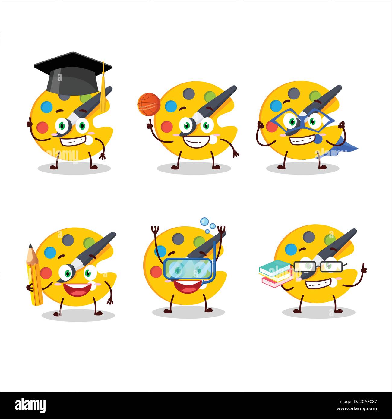 School student of color palette cartoon character with various ...