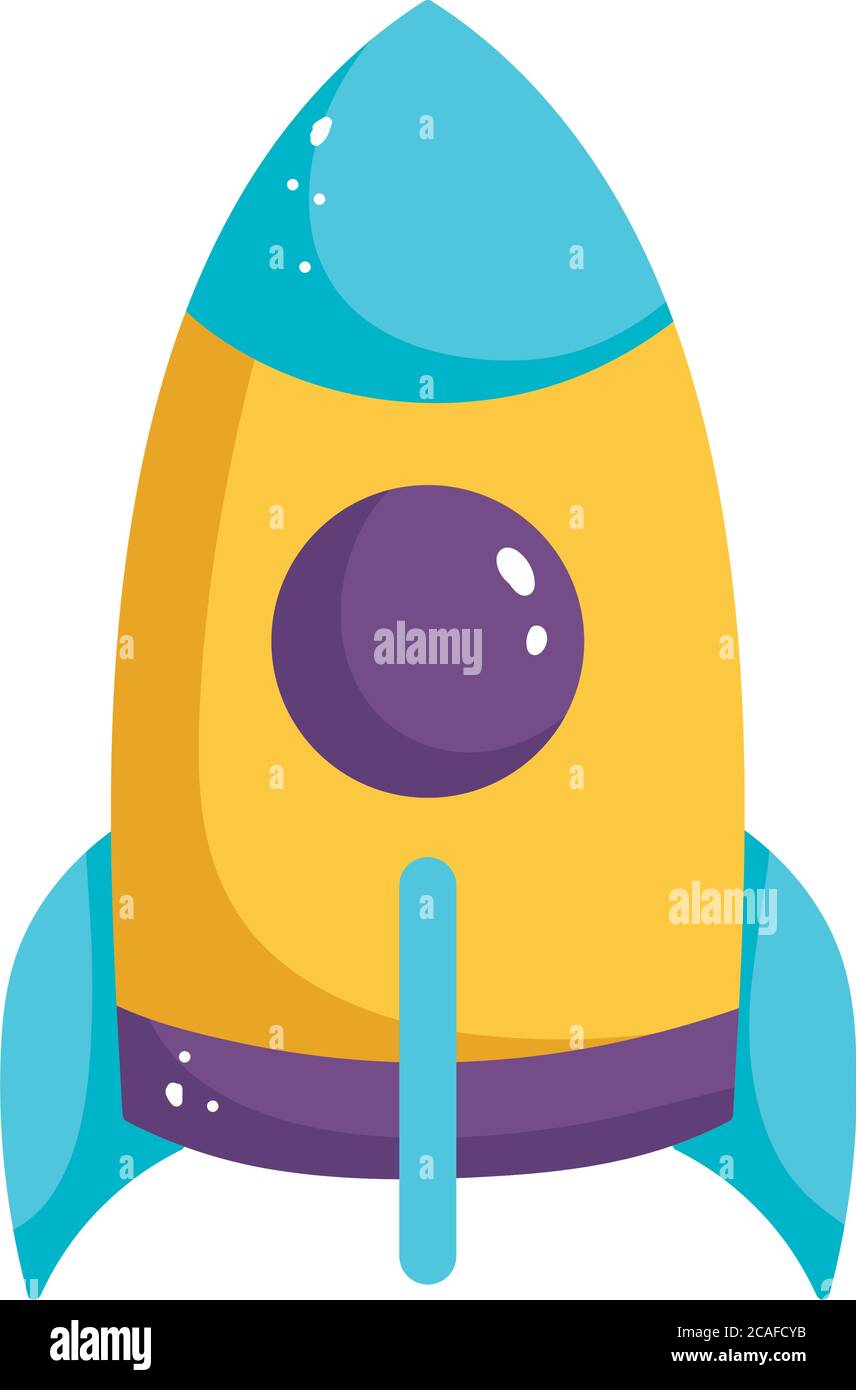 cartoon rocket toy kids isolated icon design white background vector ...