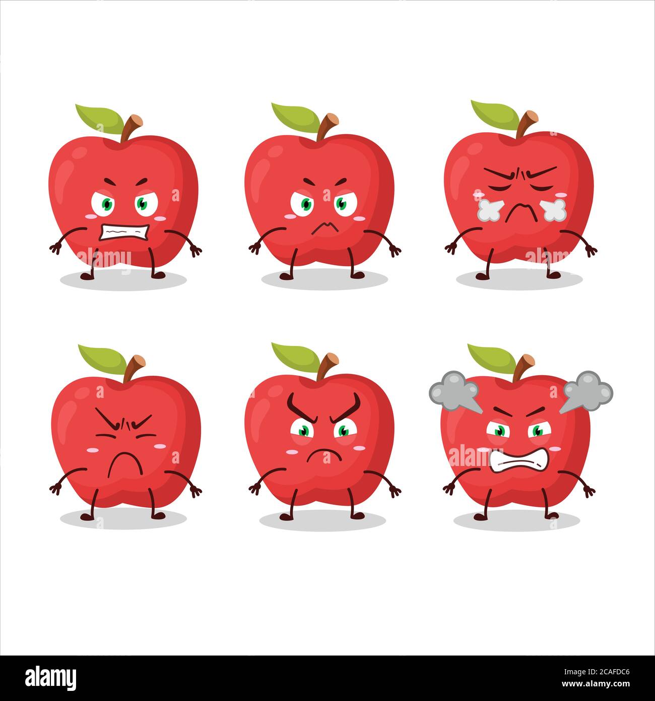 Apple cartoon character with various angry expressions Stock Vector ...