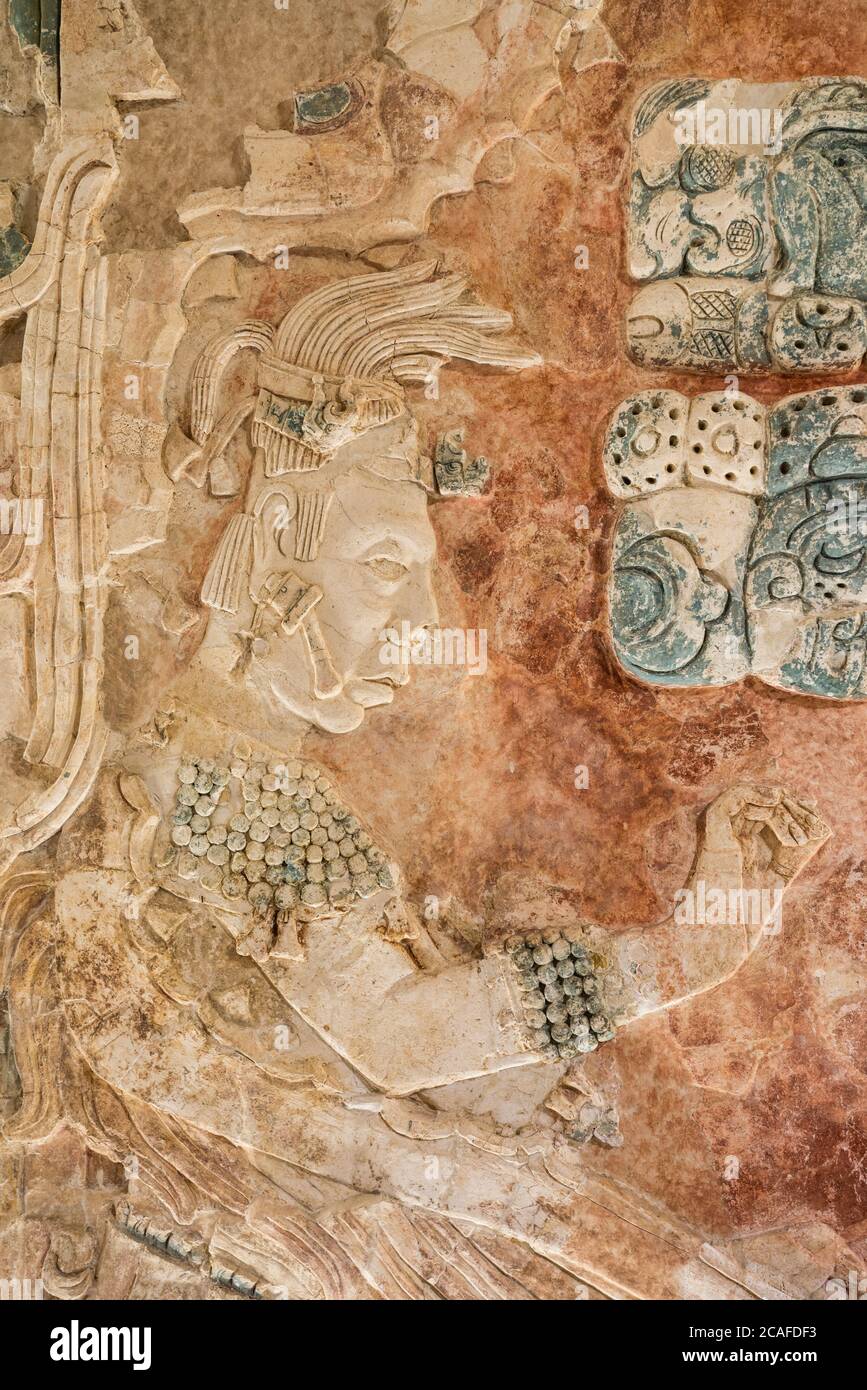 Detail of a stucco tablet from Temple XIX showing U Pacal K'inich. 8th ...