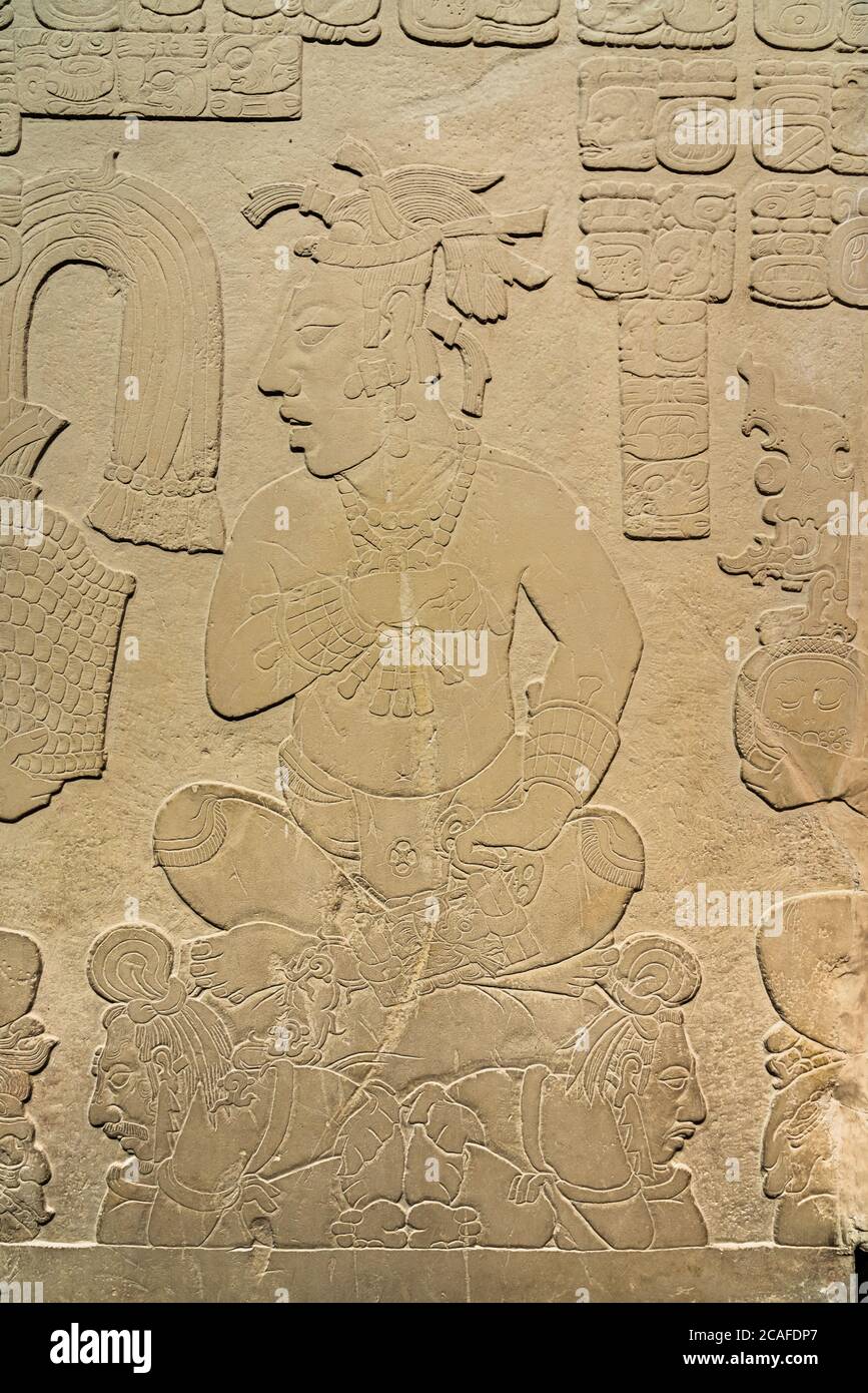 The Tablet of the Slaves from the Mayan ruins of Palenque, Mexico ...