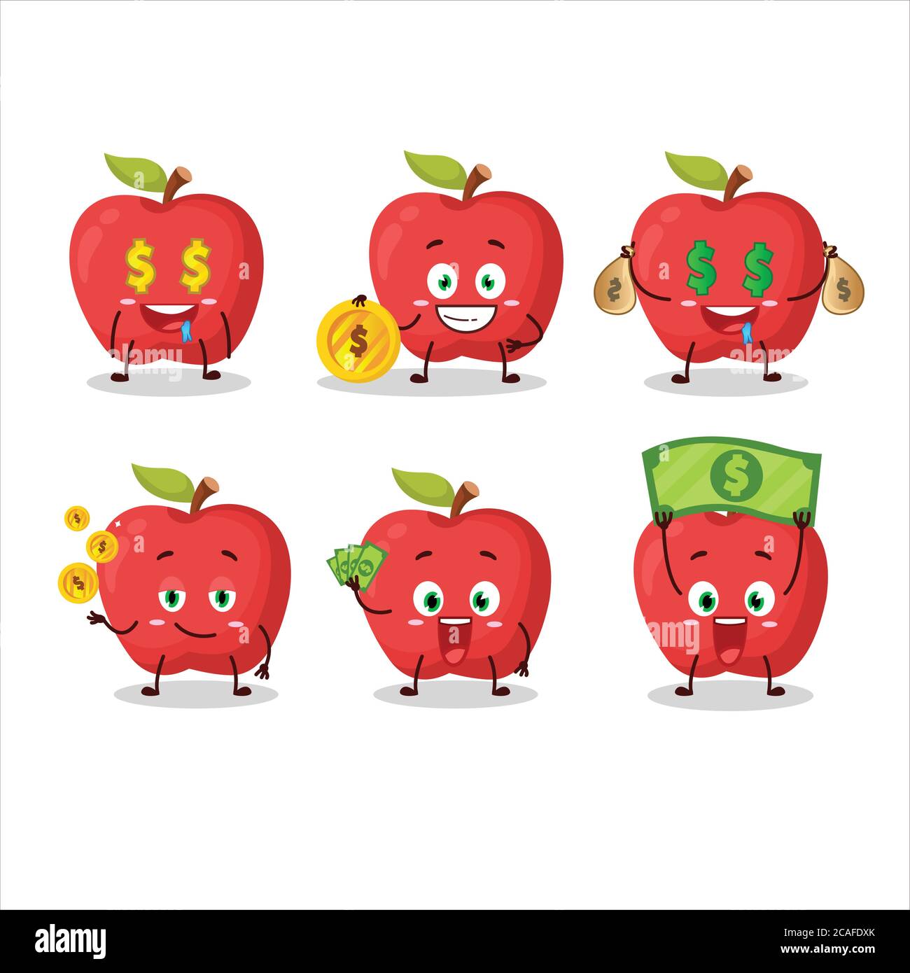 Bring coin cute apple character mascot with object cartoon vector ...