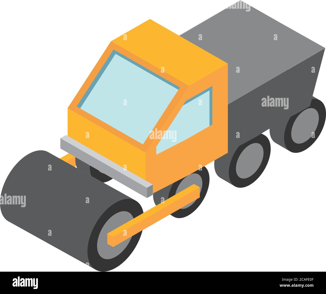 isometric repair construction road roller machinery flat style icon ...