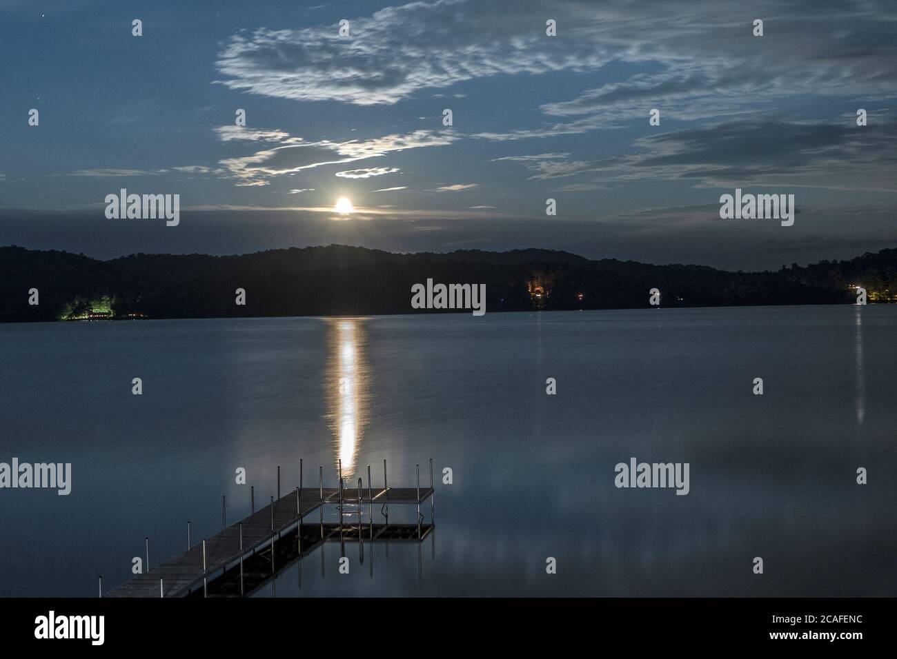 Rising moon over forest river hi-res stock photography and images - Alamy