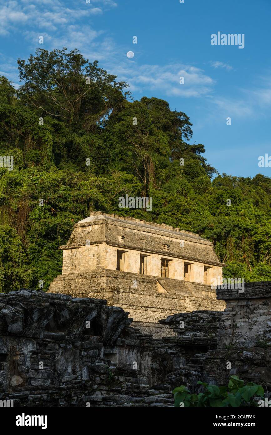 The Temple of the Inscriptions in the ruins of the Mayan city of ...