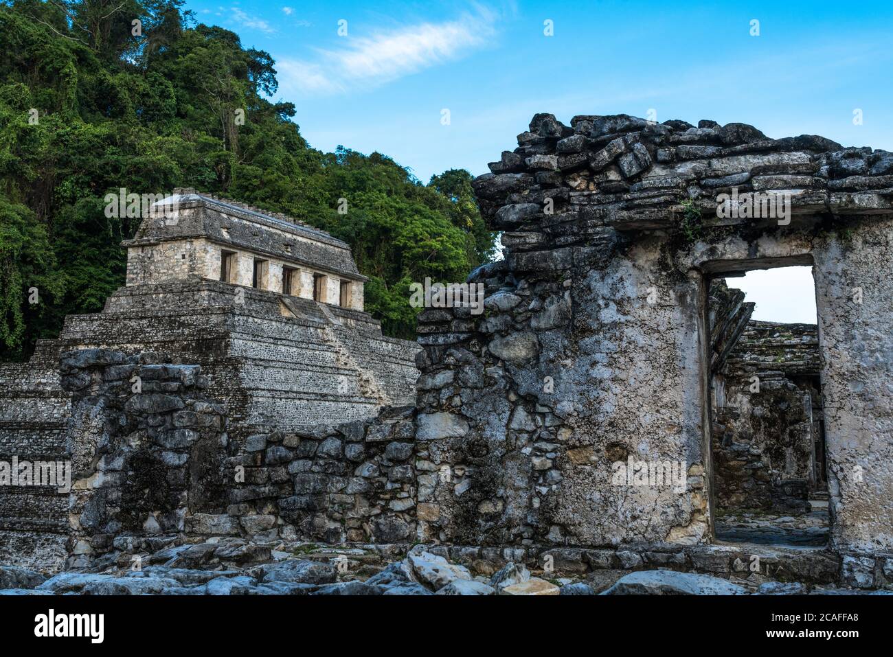 The Temple of the Inscriptions with Palace rooms in the foreground at ...