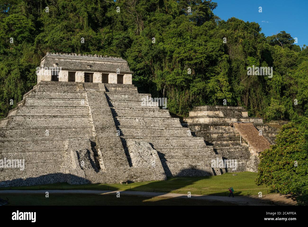 The Temple of the Inscriptions with the shadow of the Palace tower in ...
