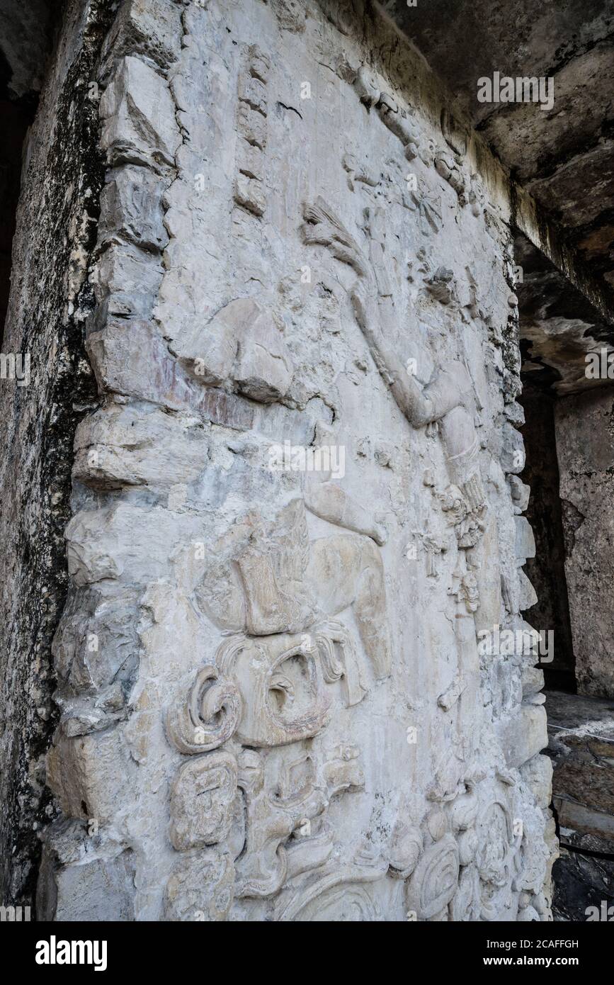 Carved stucco friezes on the piers of the Palace in the ruins of the ...