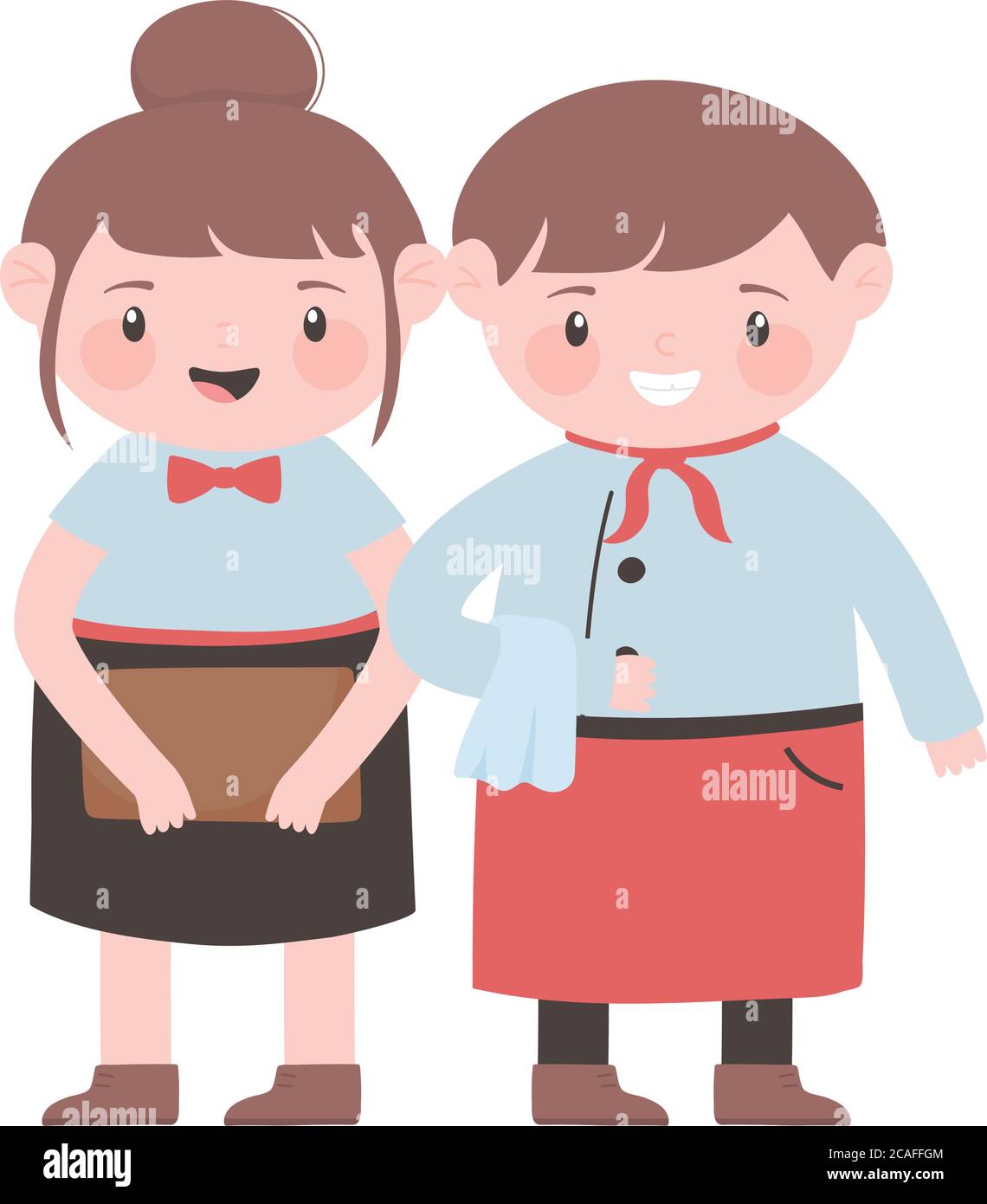 male and female waiter and waitress professional isolated icon design ...