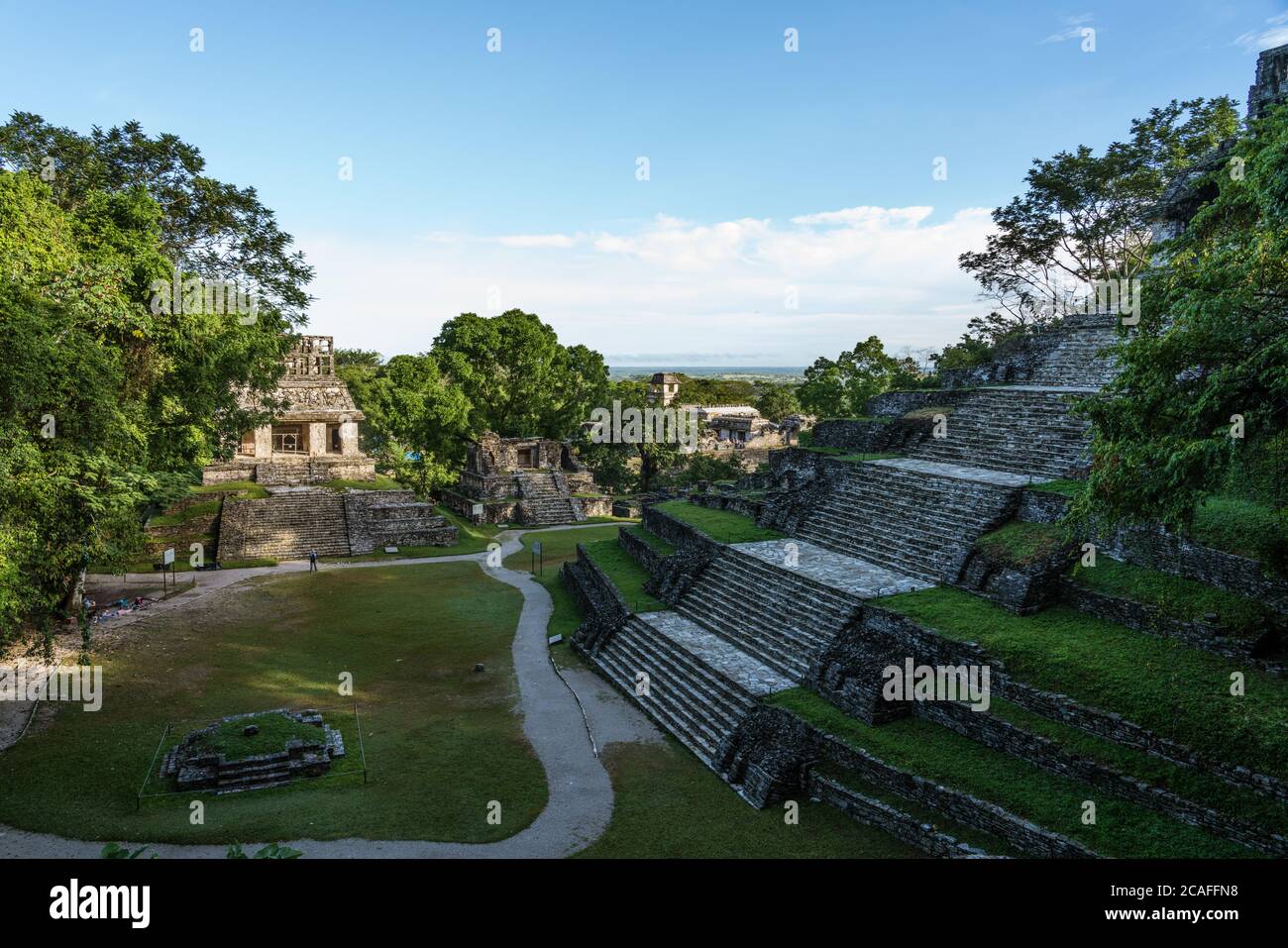 The Temple of the Sun at left with the stairway of the Temple of the ...