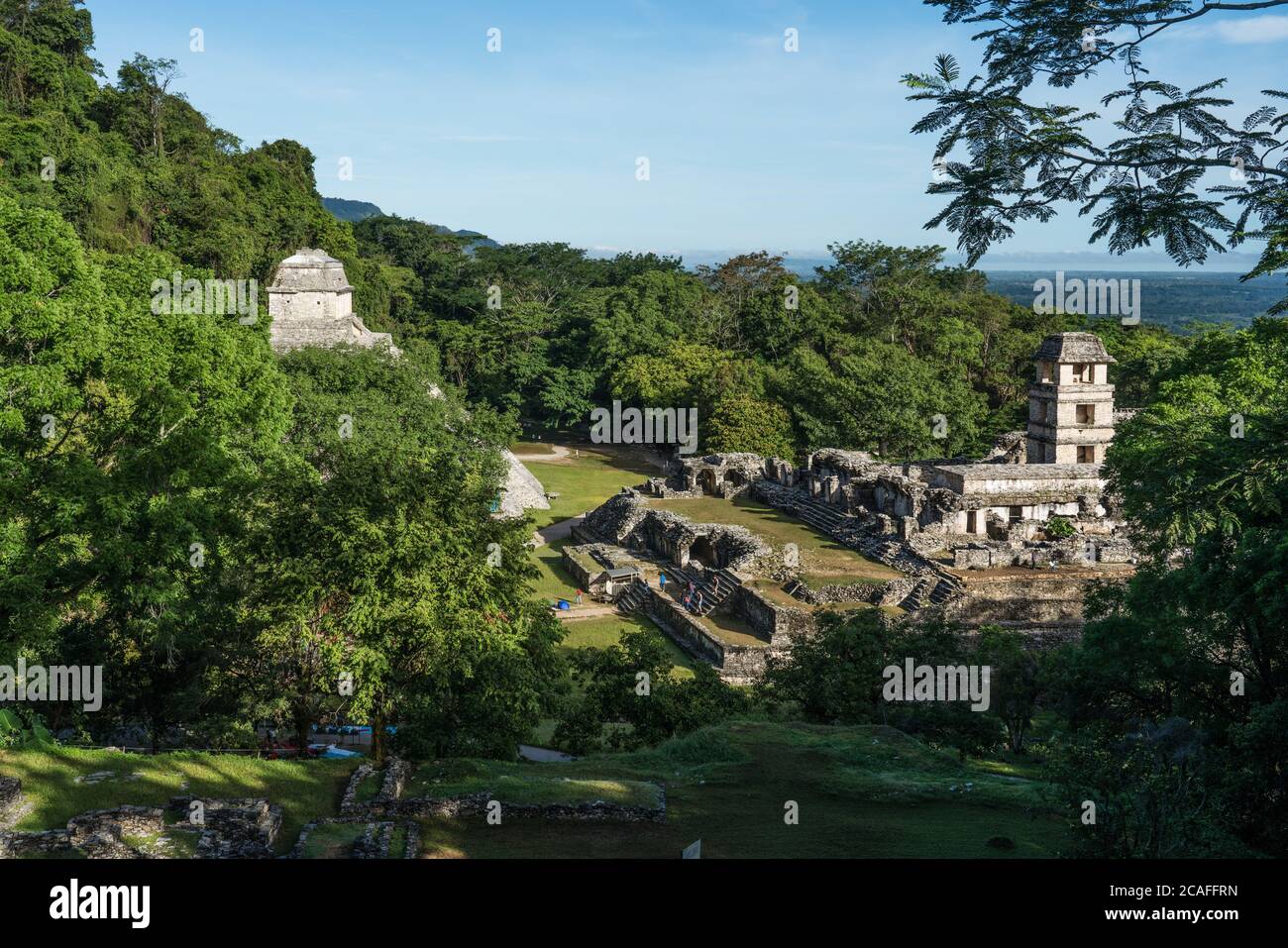 The Palace and the Temple of the Inscriptions in the ruins of the Mayan ...