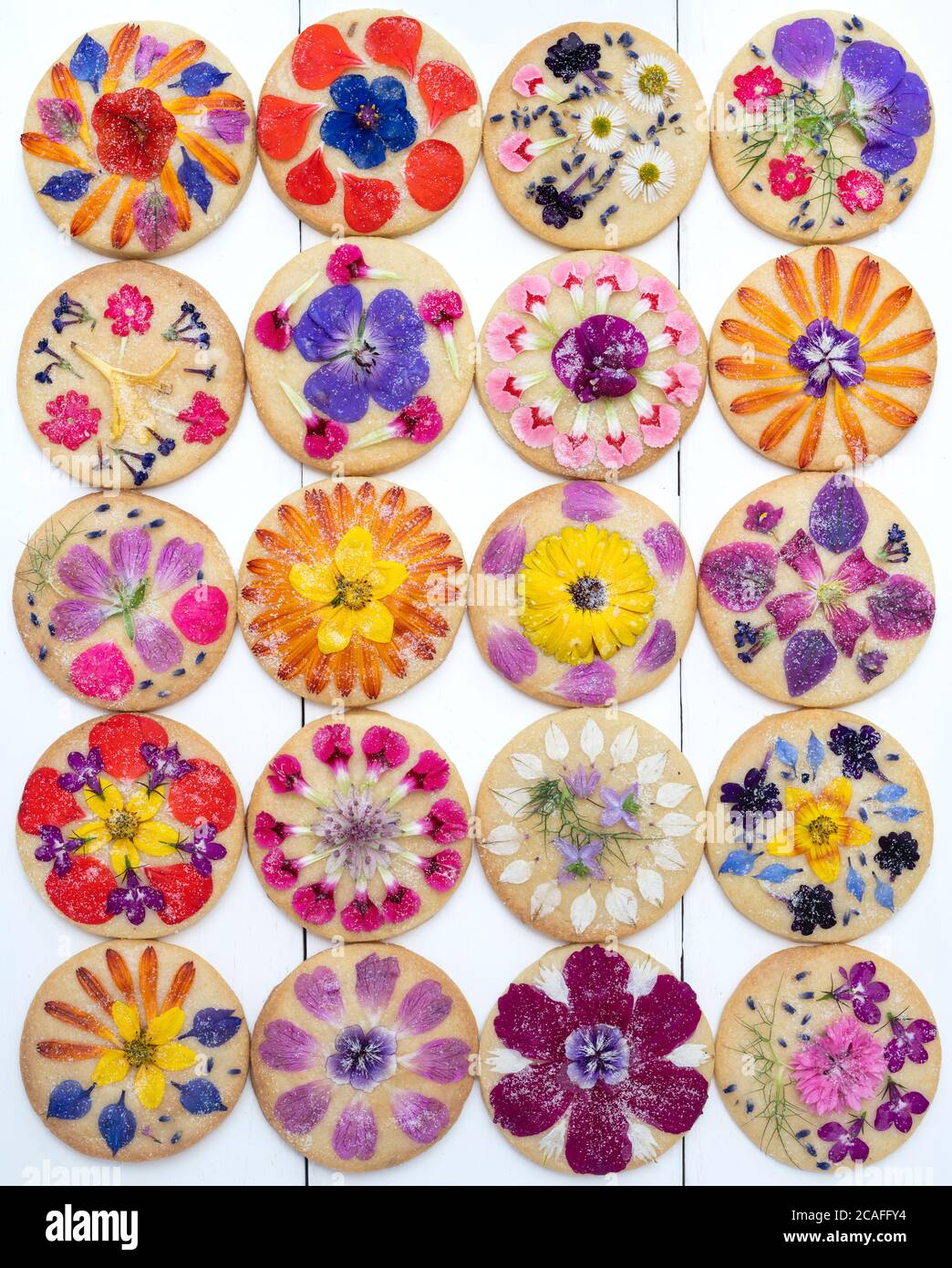 Homemade Edible Flower Shortbread Biscuits Stock Photo - Alamy