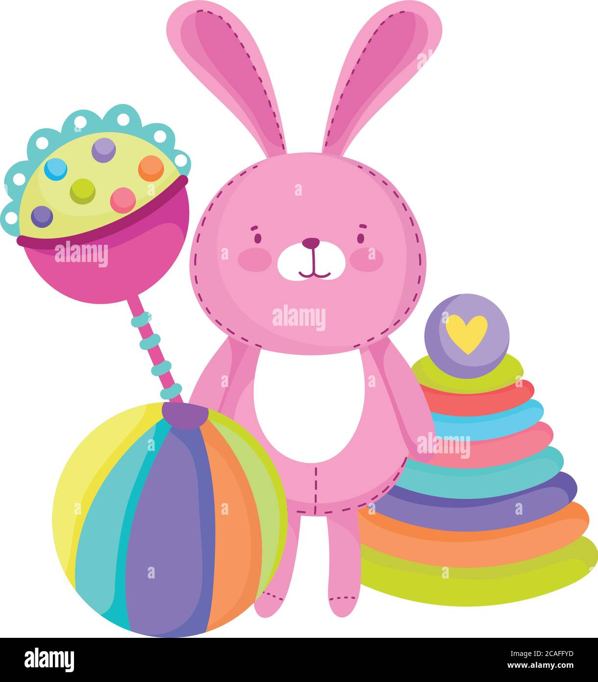 toys object for small kids to play cartoon pink rabbit rattle ball and ...