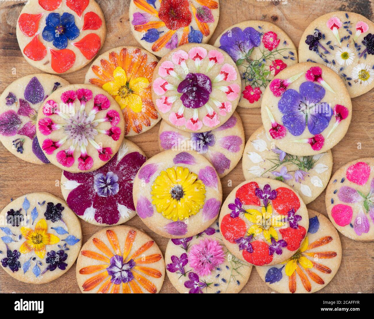 Homemade Edible Flower Shortbread Biscuits Stock Photo - Alamy